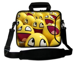 Sleevy 15,6" laptoptas gele smileys